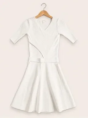 Club Monaco | Dresses | Club Monaco White Ribbed Fitandflare Mini Dress ...